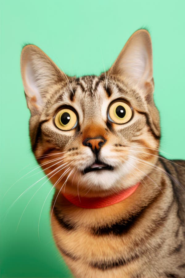 Funny Surprised Cat Isolated on Bright Background. Studio Portrait of a ...
