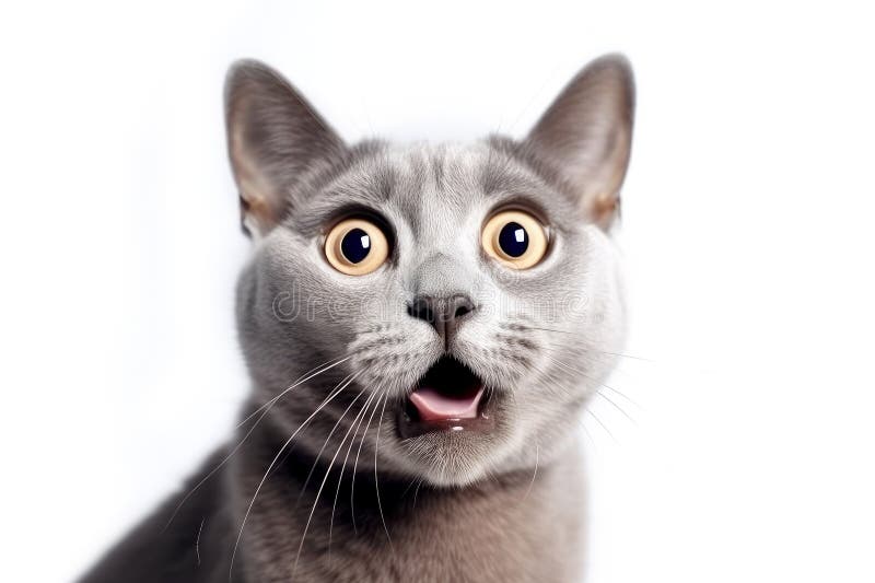 Funny Surprised Cat Isolated on Bright Orange Background. Studio ...