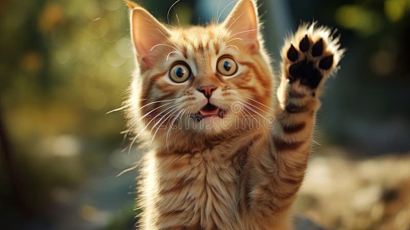 Funny Surprised Cat with a Questioning Pose. a Cute Kitten Asks in ...