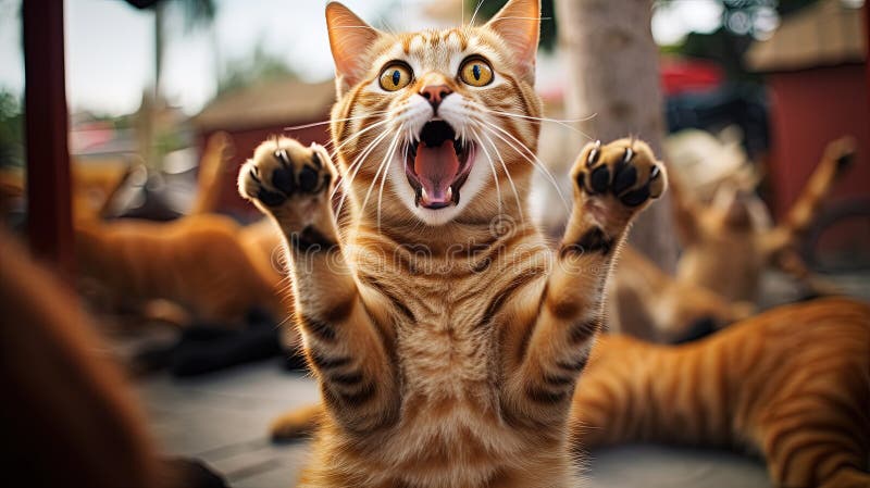 Funny Surprised Cat with a Questioning Pose. a Cute Kitten Asks in ...