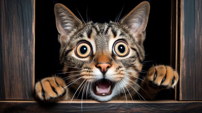 Funny Surprised Cat with a Questioning Pose. a Cute Kitten Asks in ...