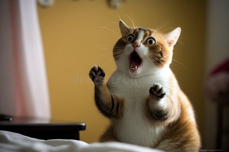 Funny Surprised Cat with a Questioning Pose. a Cute Kitten Asks in ...