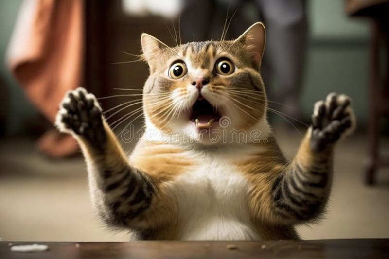 Funny Surprised Cat with a Questioning Pose. a Cute Kitten Asks in ...