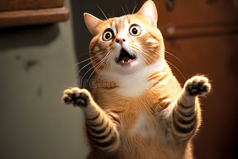 Funny Surprised Cat with a Questioning Pose. a Cute Kitten Asks in ...