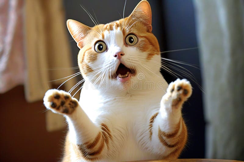 Funny Surprised Cat with a Questioning Pose. a Cute Kitten Asks in ...