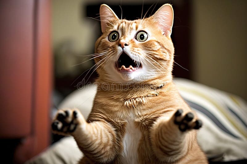 Funny Surprised Cat with a Questioning Pose. a Cute Kitten Asks in ...