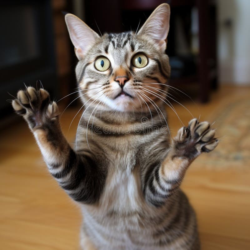 Funny Surprised Cat with a Questioning Pose. a Cute Kitten Asks in ...