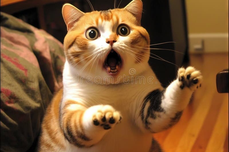 Funny Surprised Cat with a Questioning Pose. a Cute Kitten Asks in ...