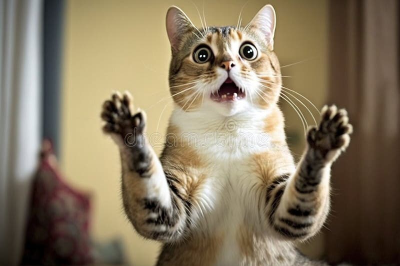 Funny Surprised Cat with a Questioning Pose. a Cute Kitten Asks in ...