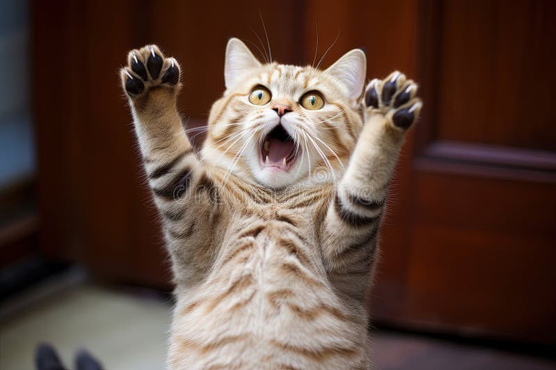 Funny Surprised Cat with a Questioning Pose. a Cute Kitten Asks in ...