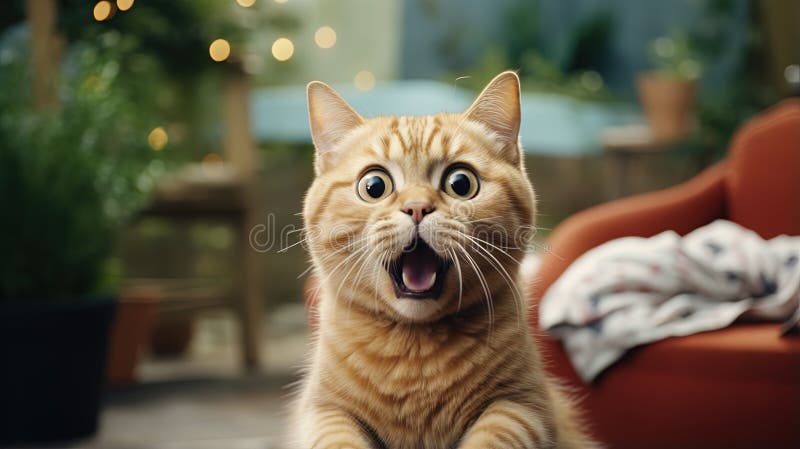 Funny Surprised Cat with a Questioning Pose. a Cute Kitten Asks in ...