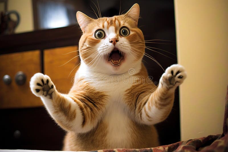 Funny Surprised Cat With A Questioning Pose A Cute Kitten Asks In
