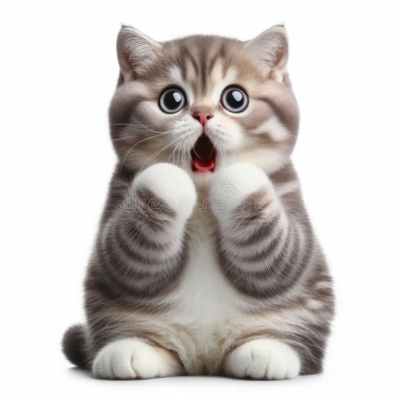 Funny Surprised Cat with Wide Eyes Isolated on White Stock Illustration ...