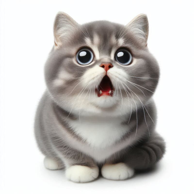 Funny Surprised Cat with Wide Eyes Isolated on White Stock Illustration ...