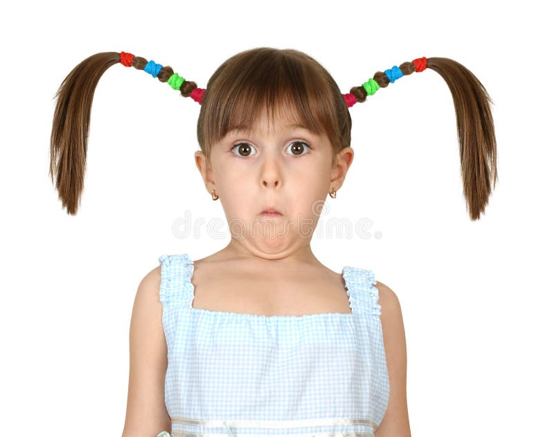 Portrait of Funny Angry Child Girl Stock Image - Image of portrait ...