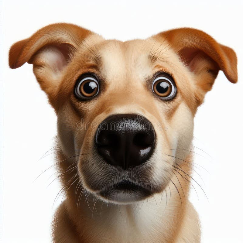 Funny Surprised Dog with Wide Eyes Isolated on White Stock Illustration ...