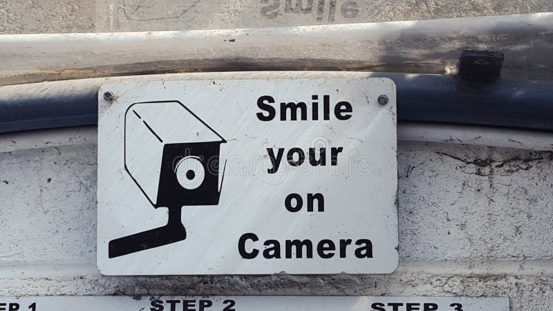 A Funny Surveillance Camera Shield Stock Photo - Image of label ...