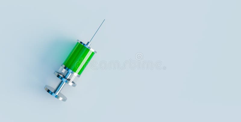 Funny Syringe with Green Solutions Inside on White Background Stock ...