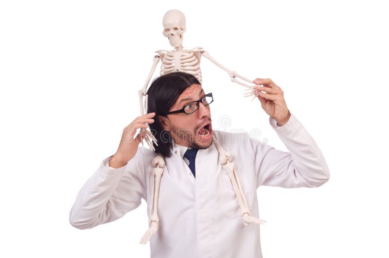 Funny Teacher with Skeleton Isolated Stock Image - Image of backbone ...