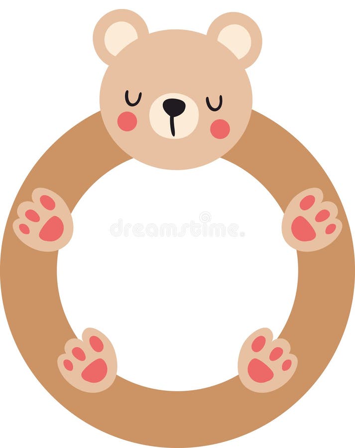 Bear with Round Frame for Banner, Poster, and Greeting Card Stock ...