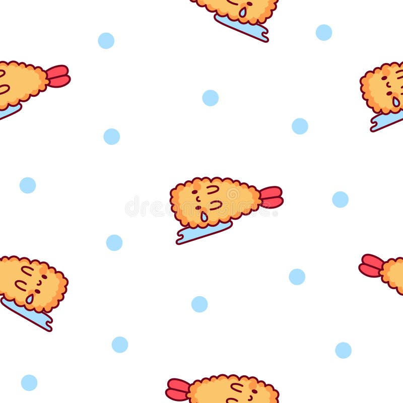 Funny Tempura Shrimp Characters Seamless Pattern Stock Vector Illustration Of Organic Pretty
