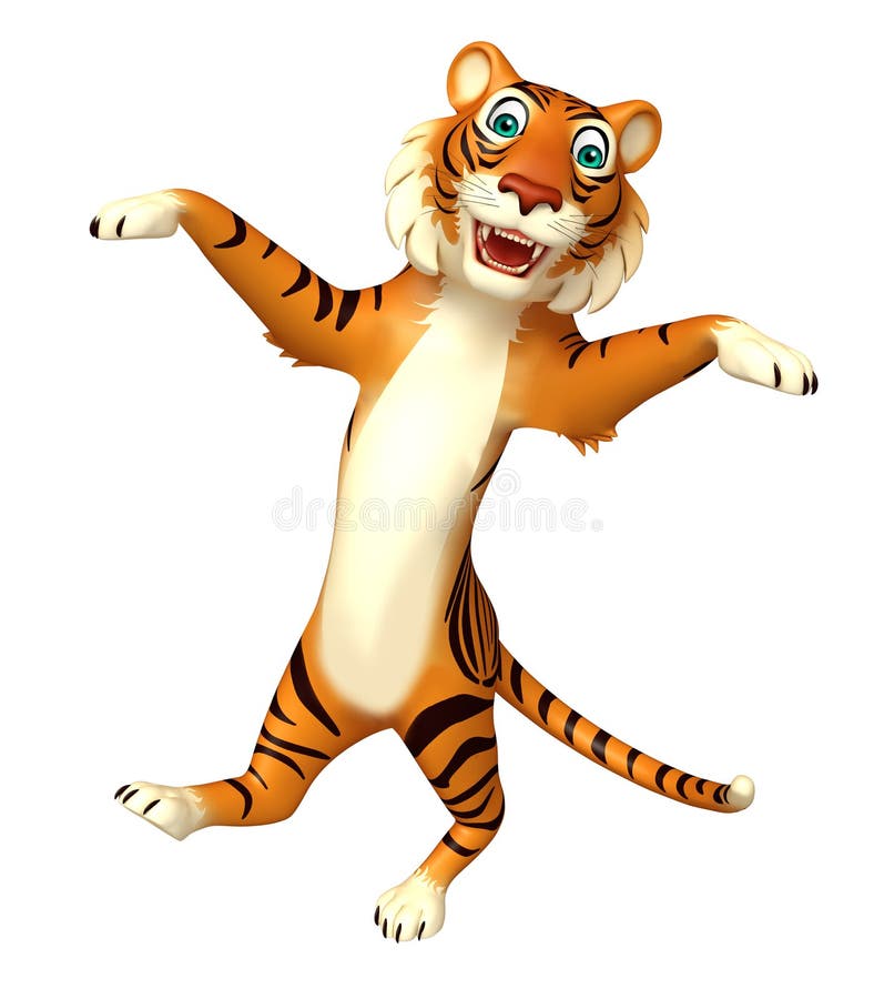 Funny Tiger Cartoon Character Stock Illustration - Illustration of ...