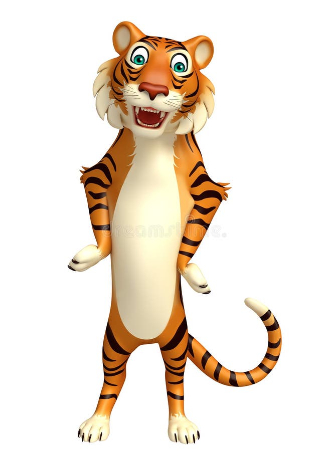 Funny Tiger Cartoon Character Stock Illustration - Illustration of ...