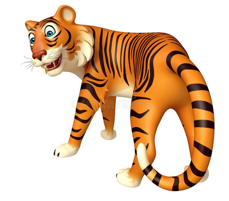 Funny Tiger Cartoon Character Stock Illustration - Illustration of ...