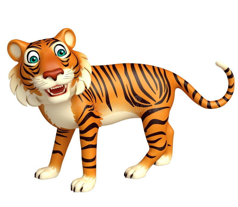 Funny Tiger Cartoon Character Stock Illustration - Illustration of ...