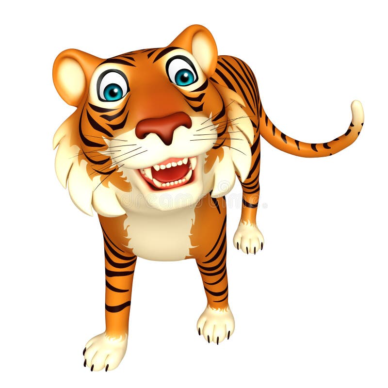 Funny Tiger Cartoon Character Stock Illustration - Illustration of ...
