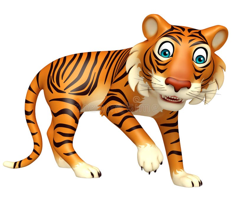 Funny Tiger Cartoon Character Stock Illustration - Illustration of meat ...