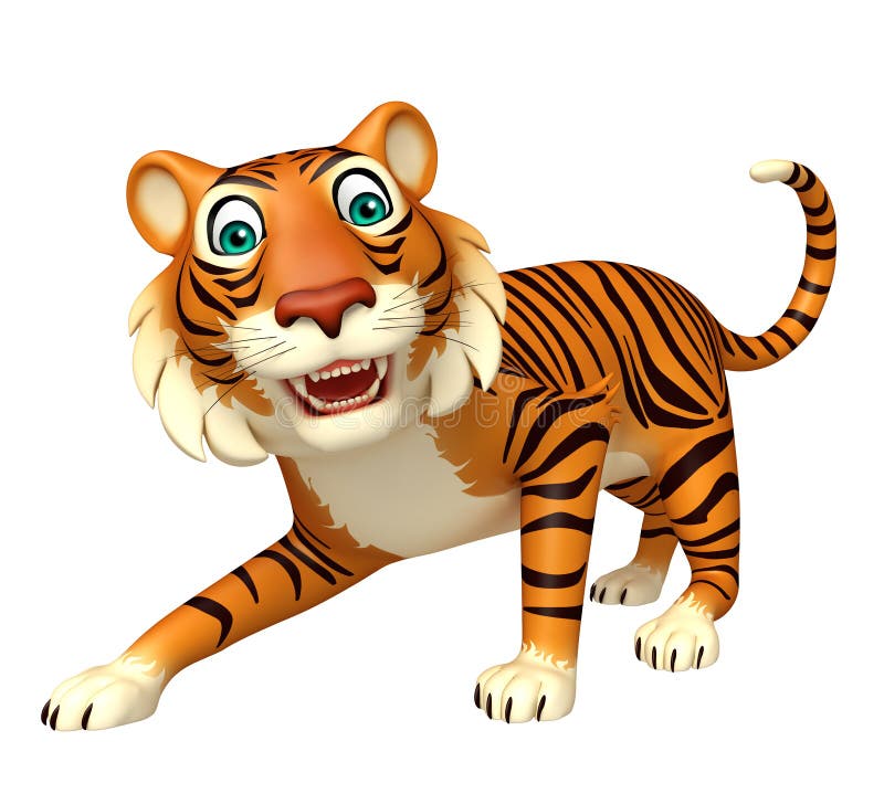 Funny Tiger Cartoon Character Stock Illustration - Illustration of ...
