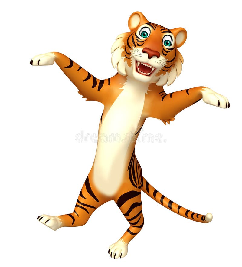 Funny Tiger Cartoon Character Stock Illustration - Illustration of meat ...