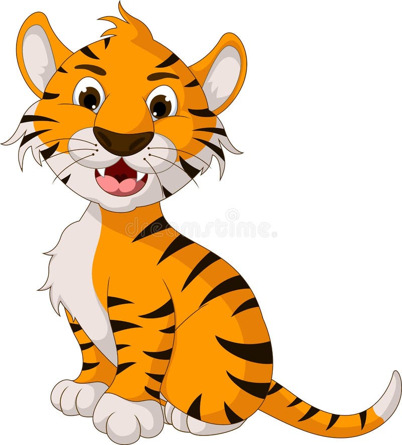 Cute Tiger Cartoon Collection Stock Illustration - Illustration of ...
