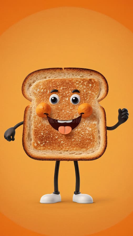 Funny Toast with a Face on an Orange Background. Artificial ...