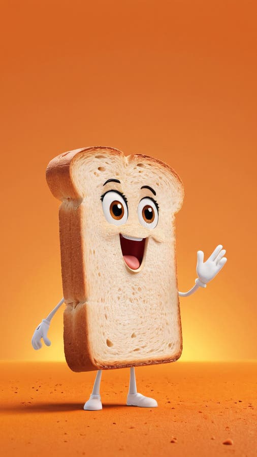 Funny Toast with a Face on an Orange Background. Artificial ...