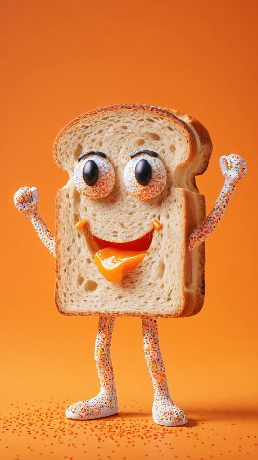 Funny Toast with a Face on an Orange Background. Artificial ...