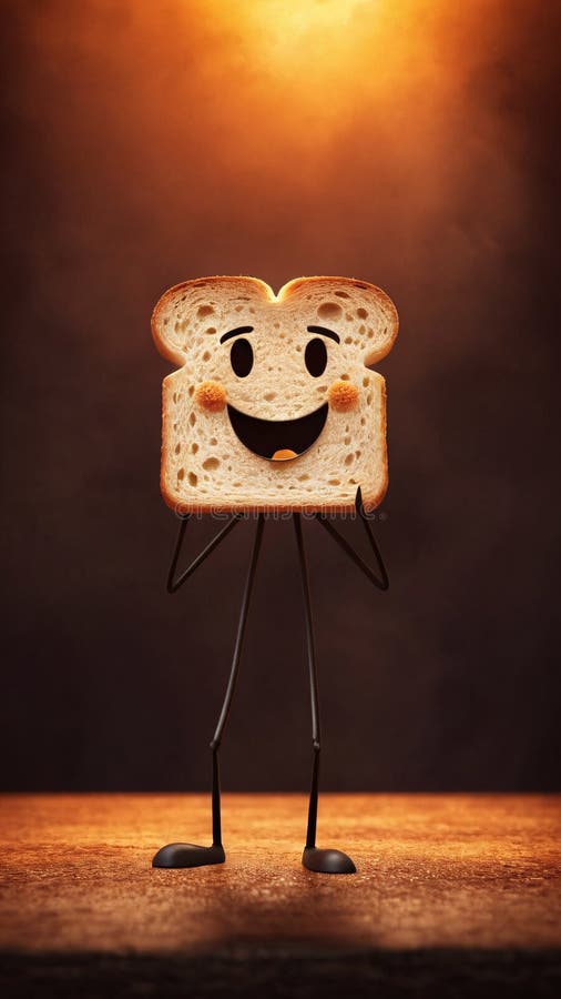 Funny Toast with a Face on an Orange Background. Artificial ...