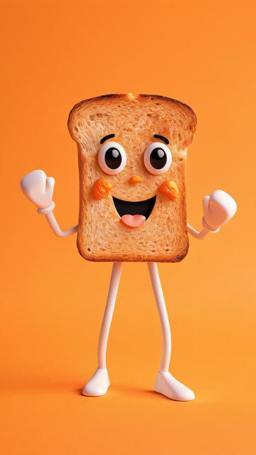 Funny Toast with a Face on an Orange Background. Artificial ...