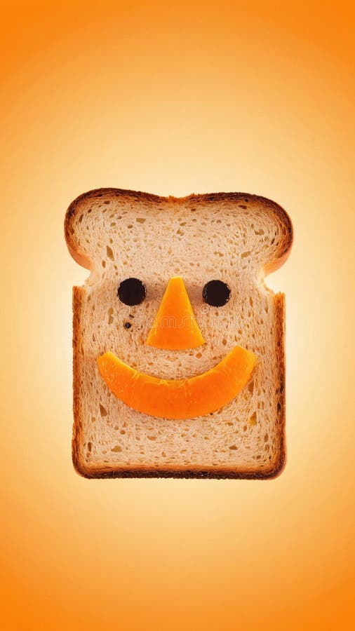 Funny Toast with a Face on an Orange Background. Artificial ...
