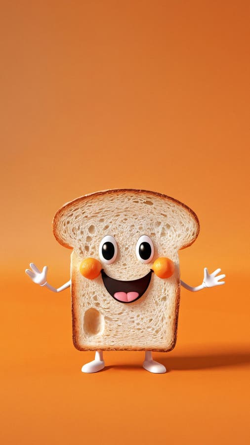 Funny Toast with a Face on an Orange Background. Artificial ...