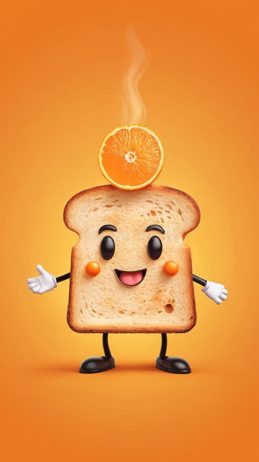 Funny Toast with a Face on an Orange Background. Artificial ...