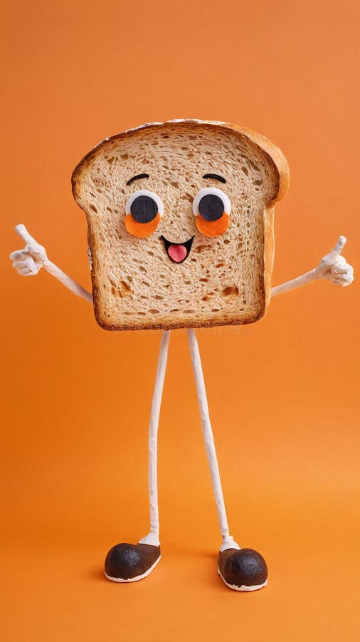 Funny Toast with a Face on an Orange Background. Artificial ...