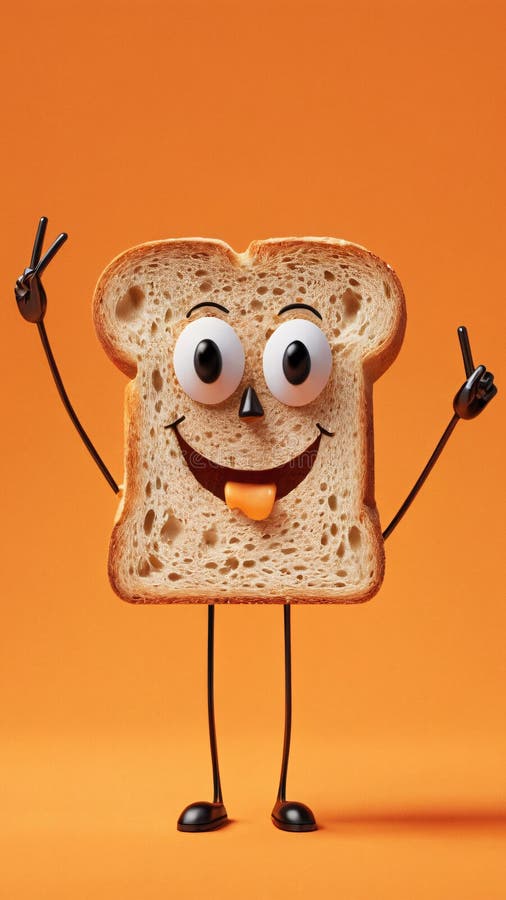 Funny Toast with a Face on an Orange Background. Artificial ...