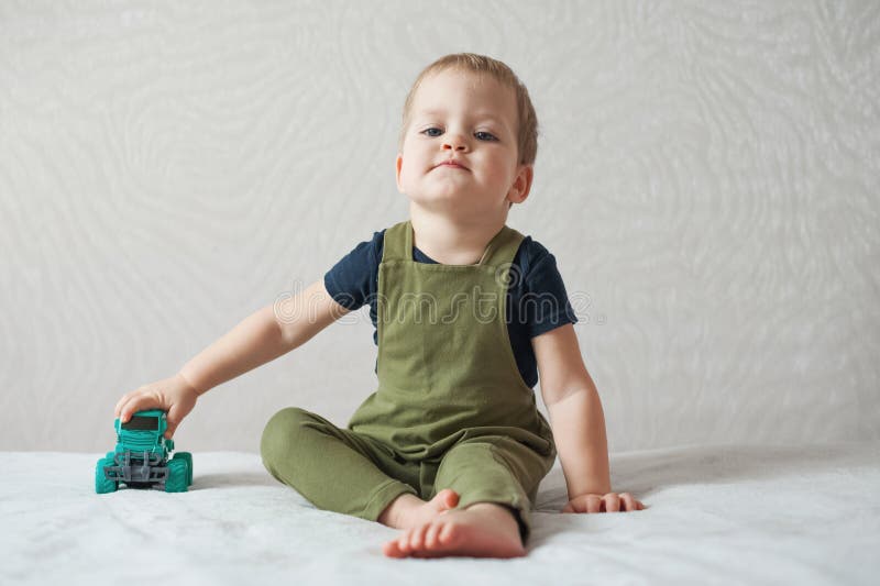 Funny Toddler Boy Playing with Toy Car Stock Photo - Image of happy ...