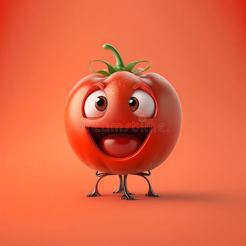 Goofy Tomato Cartoon Character with Googly Eyes in 3D on Transparent ...