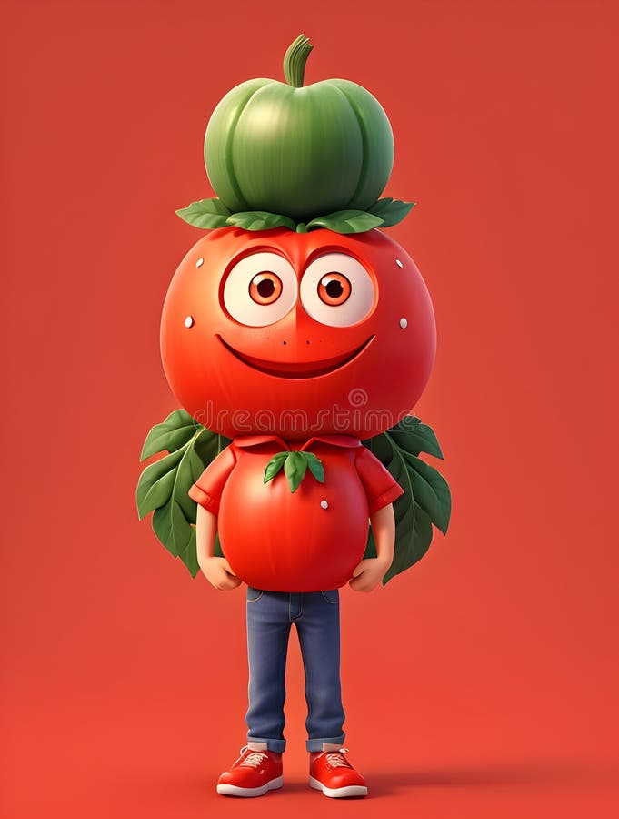 Funny Tomato Character on Red Stock Illustration - Illustration of ...