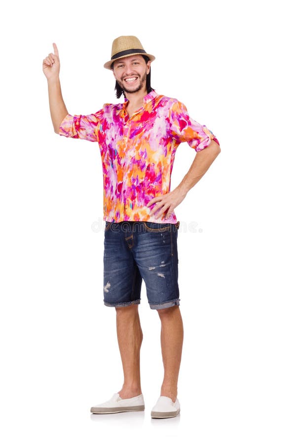 Funny Tourist Isolated on White Stock Photo - Image of cheerful, travel ...