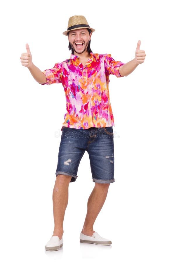 The Funny Tourist Isolated on White Stock Image - Image of caucasian ...