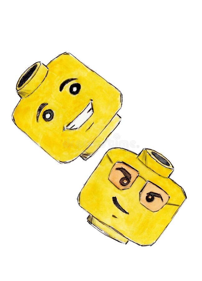 Funny toy yellow faces. stock illustration. Illustration of baby ...